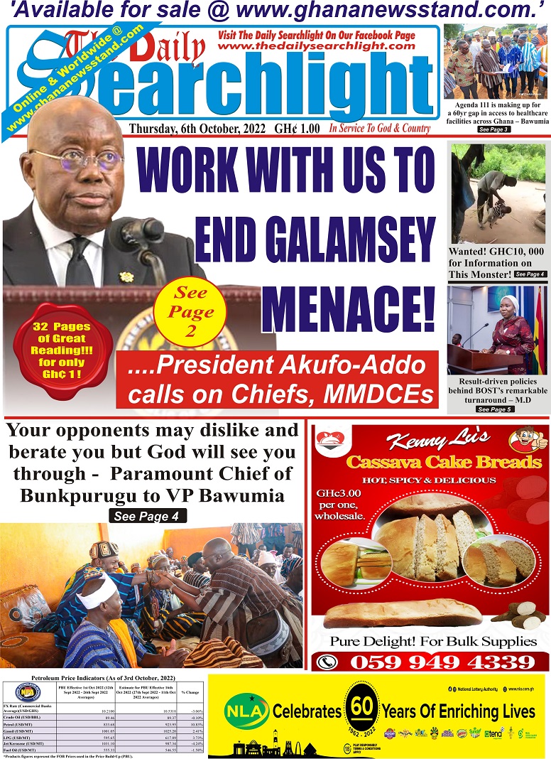 Daily Searchlight, Thursday, 6th October, 2022 – Ghana News Stand
