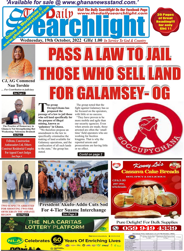 Daily Searchlight, Wednesday, 19th October, 2022 - Ghana News Stand