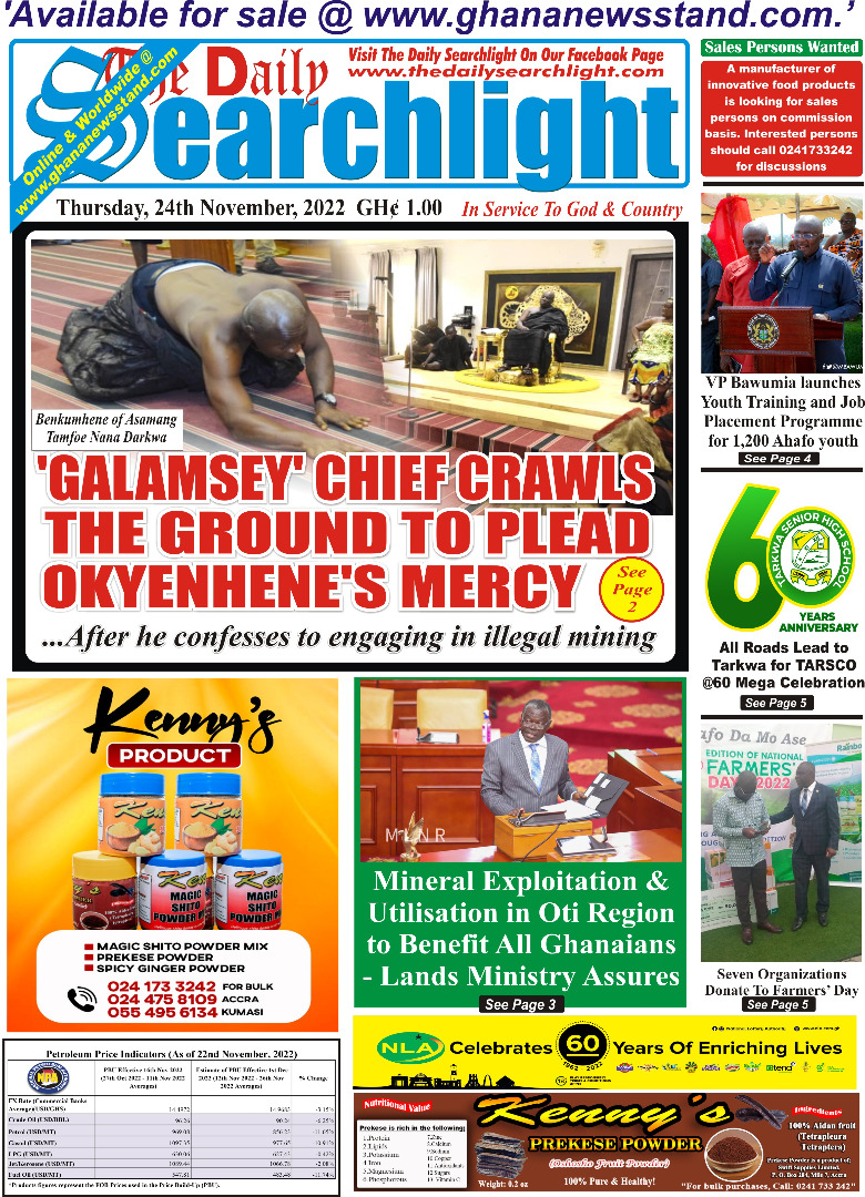 Daily Searchlight, Thursday, November 24, 2022 - Ghana News Stand