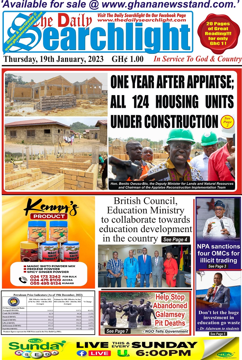 Daily Searchlight, Searchlight, Thursday, 19th January, 2023 - Ghana ...