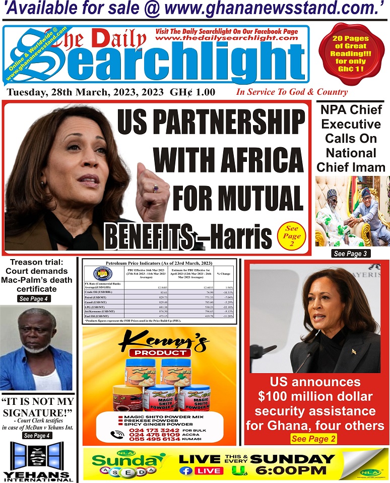 Daily Searchlight, Tuesday, March 28, 2023 - Ghana News Stand