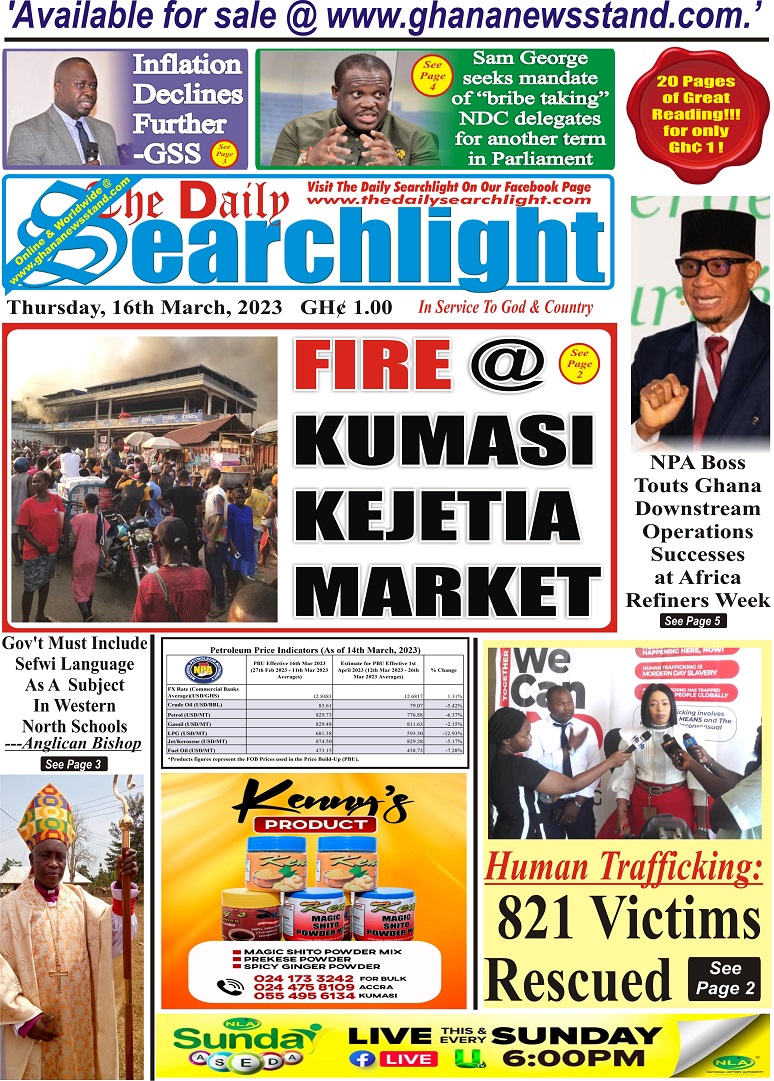 Daily Searchlight, Thursday, 16th March, 2023 - Ghana News Stand