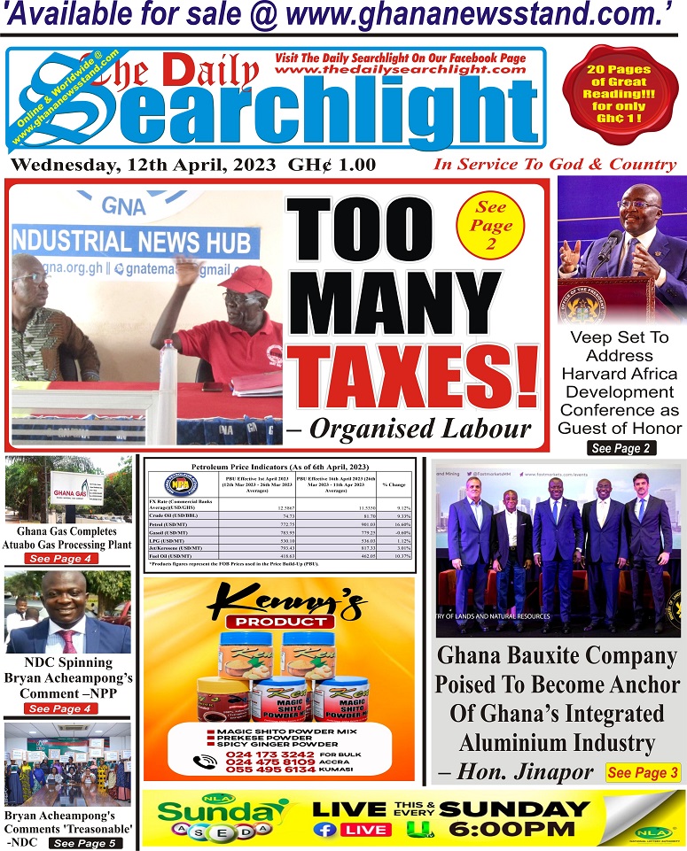 Daily Searchlight, Wednesday, 12th April, 2023 - Ghana News Stand