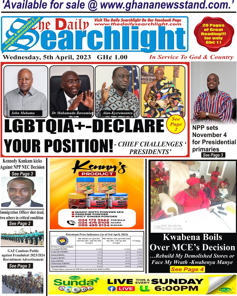 Daily Searchlight, Wednesday, April 5, 2023 – Ghana News Stand
