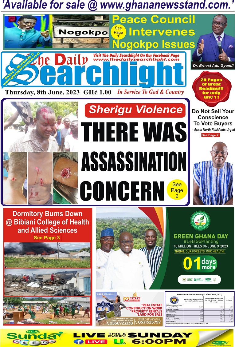 Daily Searchlight, Thursday, 8th June, 2023 – Ghana News Stand