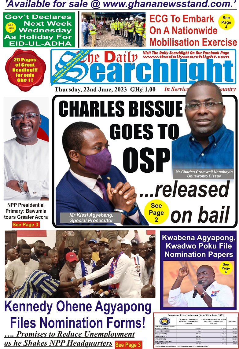 Daily Searchlight, 22nd June, 2023 – Ghana News Stand
