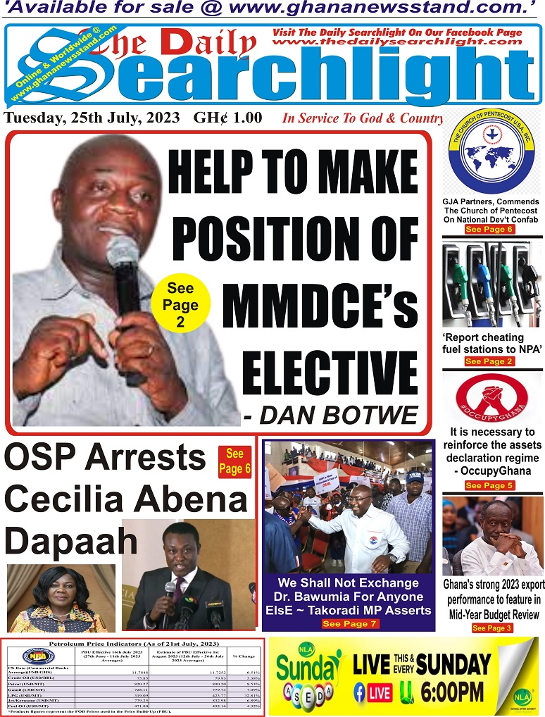 Daily Searchlight, Tuesday, 25th July, 2023 – Ghana News Stand