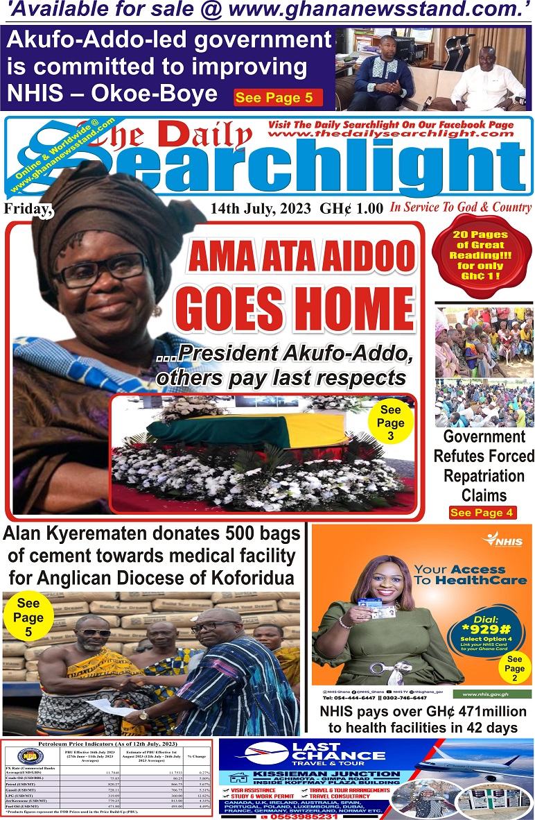 Daily Searchlight, Friday, 14th July, 2023 – Ghana News Stand