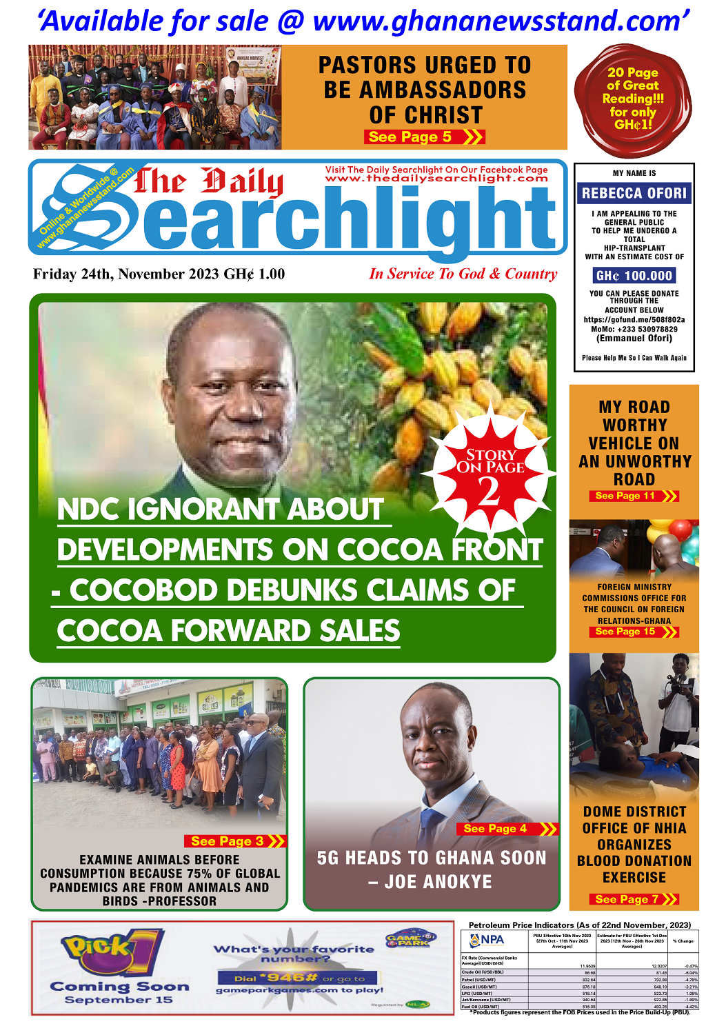 Daily Searchlight, Friday 24th, November 2023 – Ghana News Stand