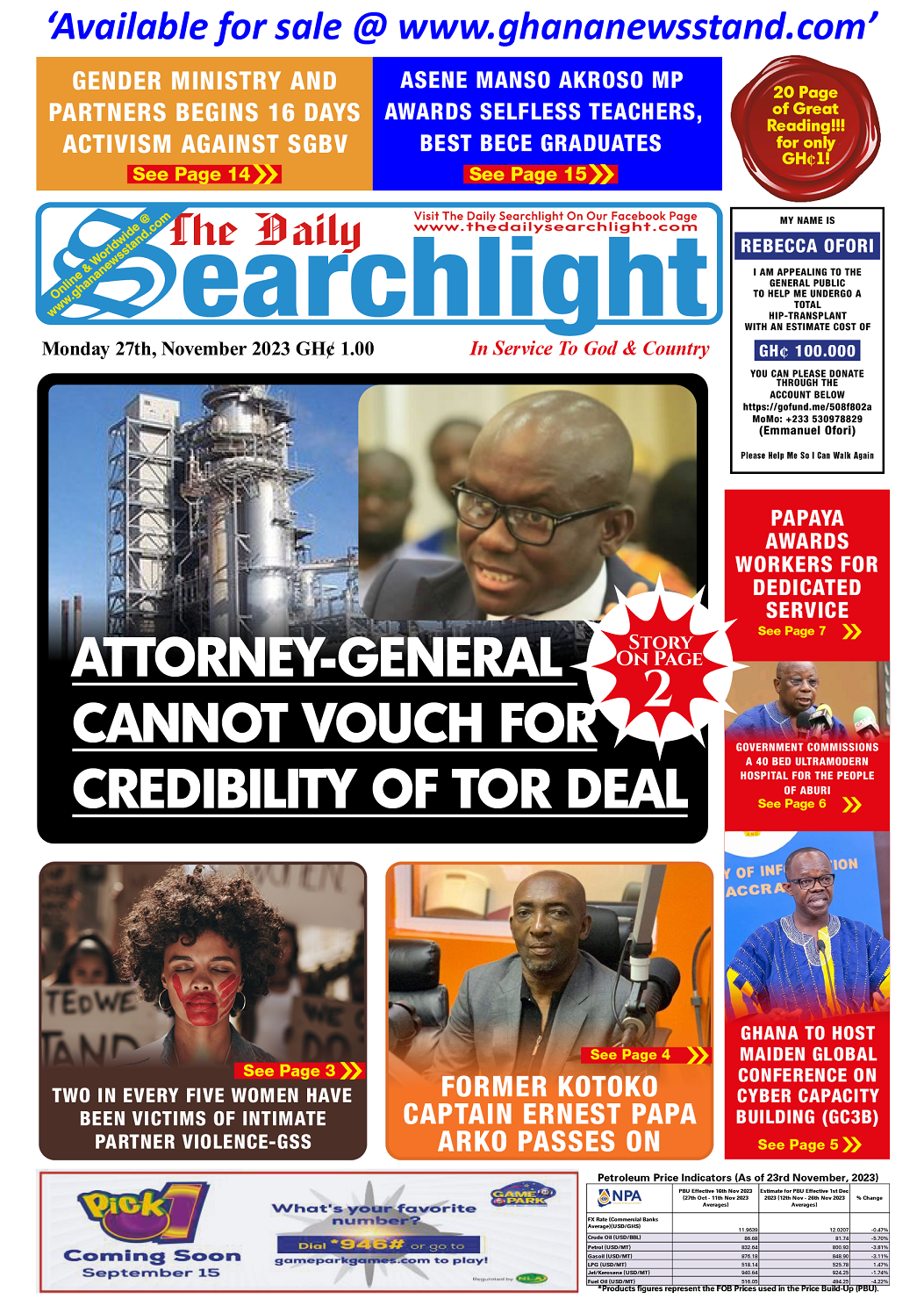 Daily Searchlight Monday