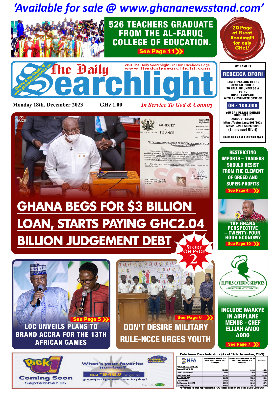 Daily Searchlight Monday