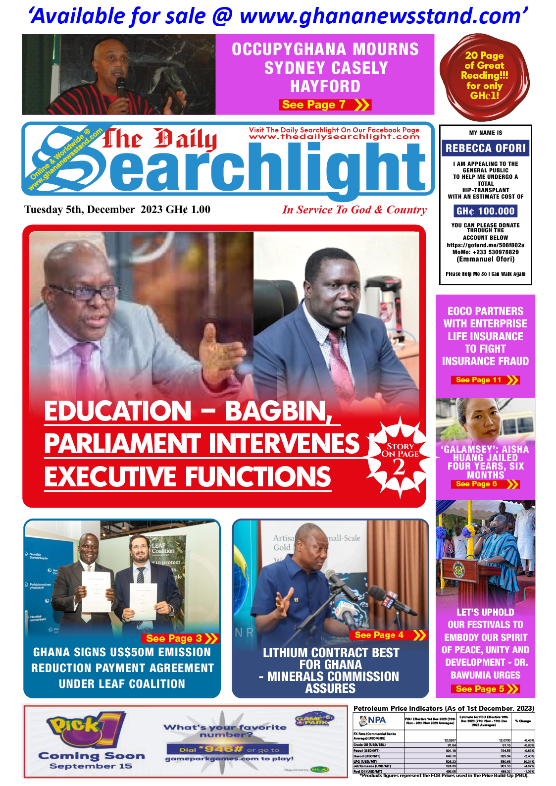 Daily searchlight tuesday